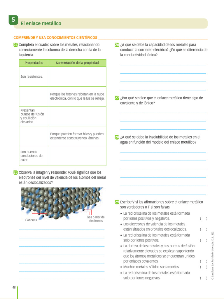 Actividad 05 - Enlace Metálico | PDF | Enlace químico | Fuerza intermolecular