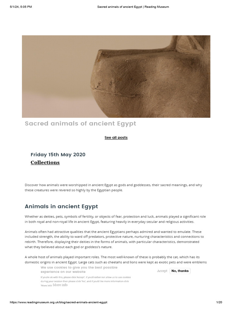 Sacred Animals of Ancient Egypt - Reading Museum | PDF