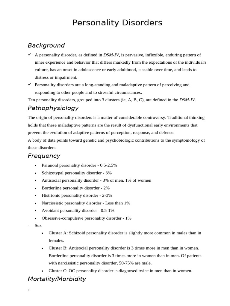 Personality Disorders | PDF