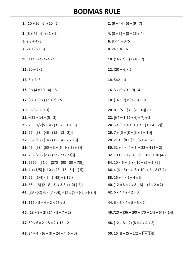 BODMAS Rule | PDF