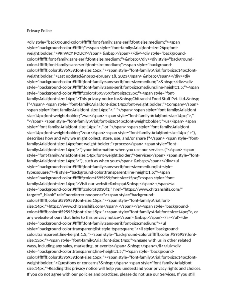 CHFS All Policies | PDF