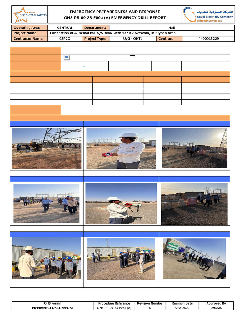 OCT 2023 - OHS-PR-09-23-F06a (A) EMERGENCY DRILLS (EVACUATION DRILL) REPORT | PDF