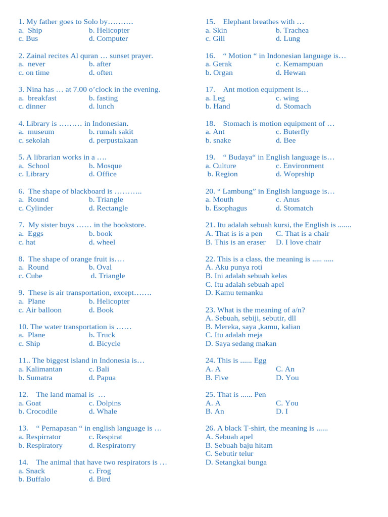 Ukk Eng Kelas 5 Smt 2 001 Pdf