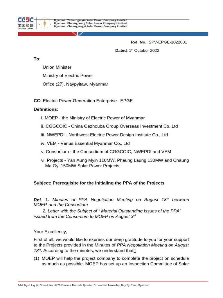 Prerequisite For The Initialing The PPA of The Projects | PDF