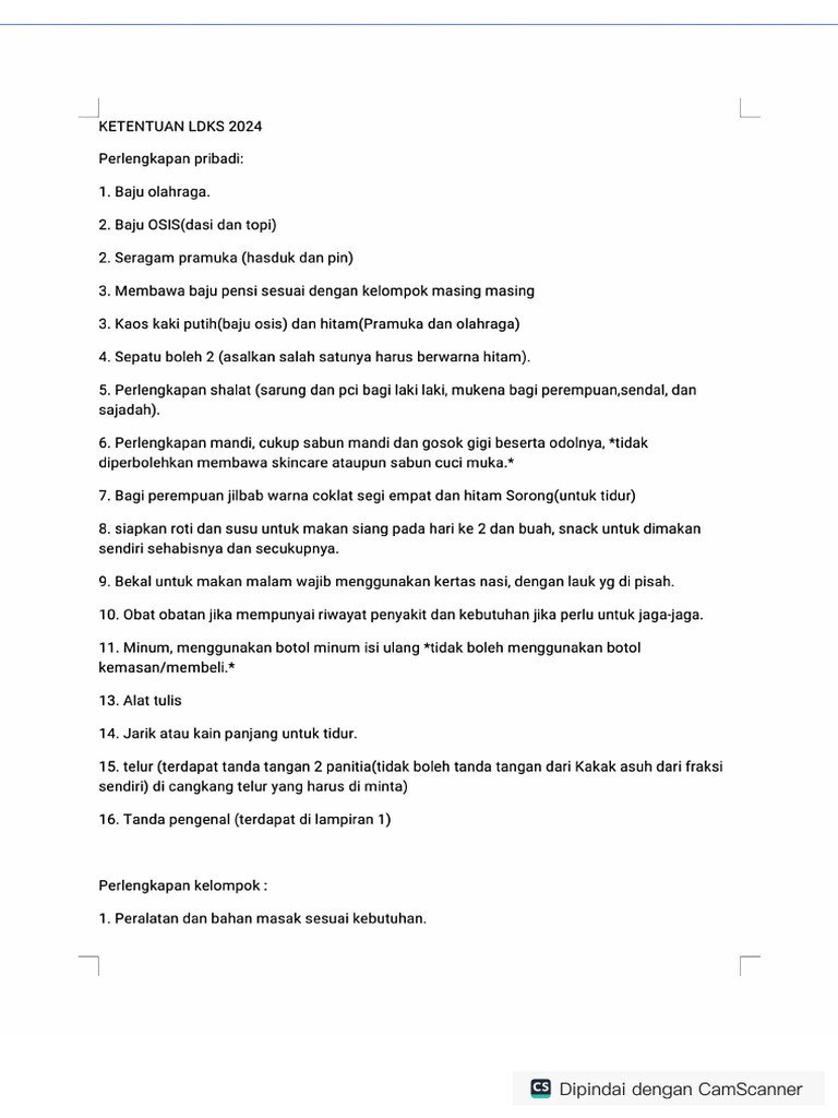 Ketentuan LDKS 2024 | PDF