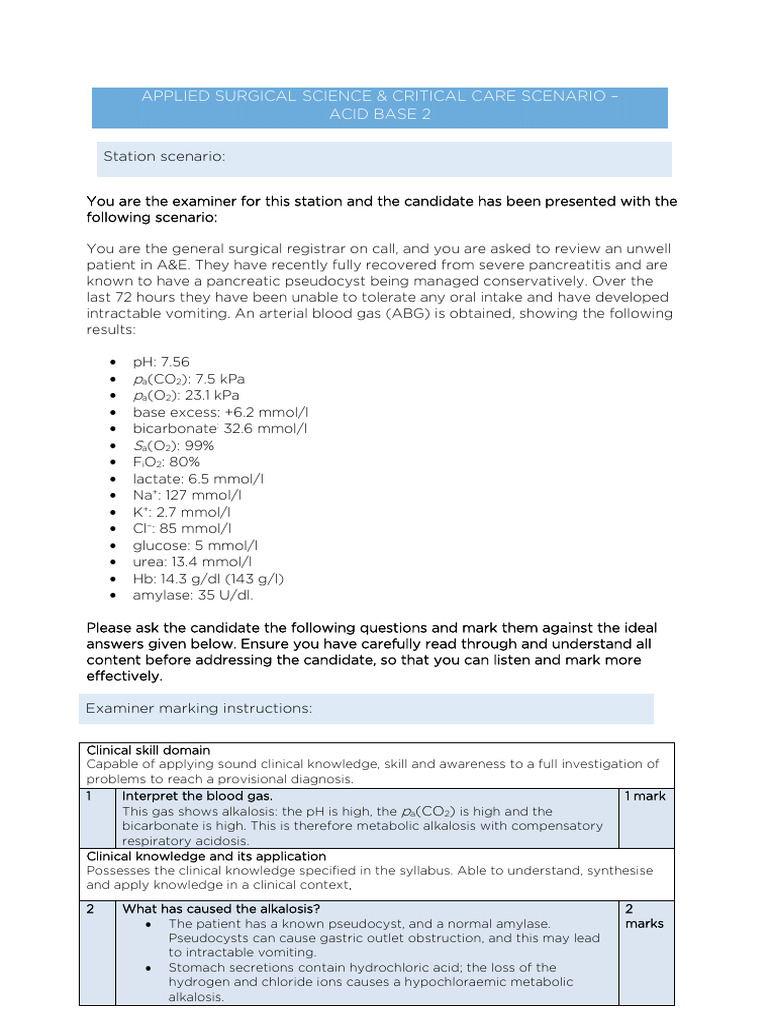 Acid Base 2 - Examiner Roleplay | PDF