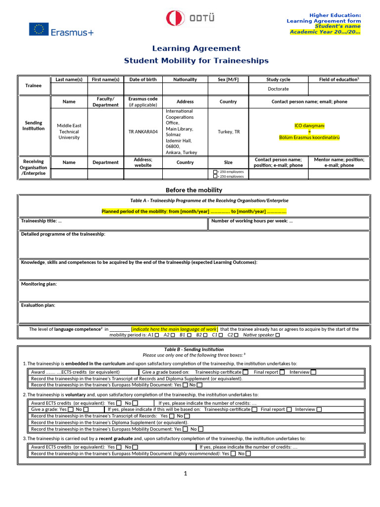 Learning Agreementbefore | PDF