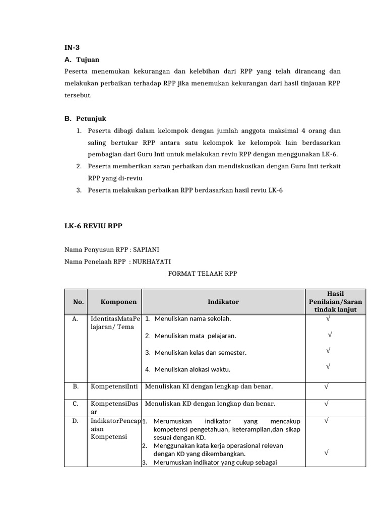 LK.6 Reviu RPP | PDF