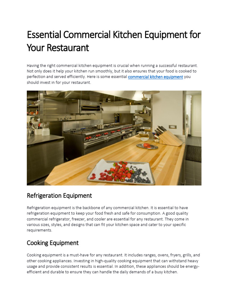 Commercial Kitchen Equipment | PDF
