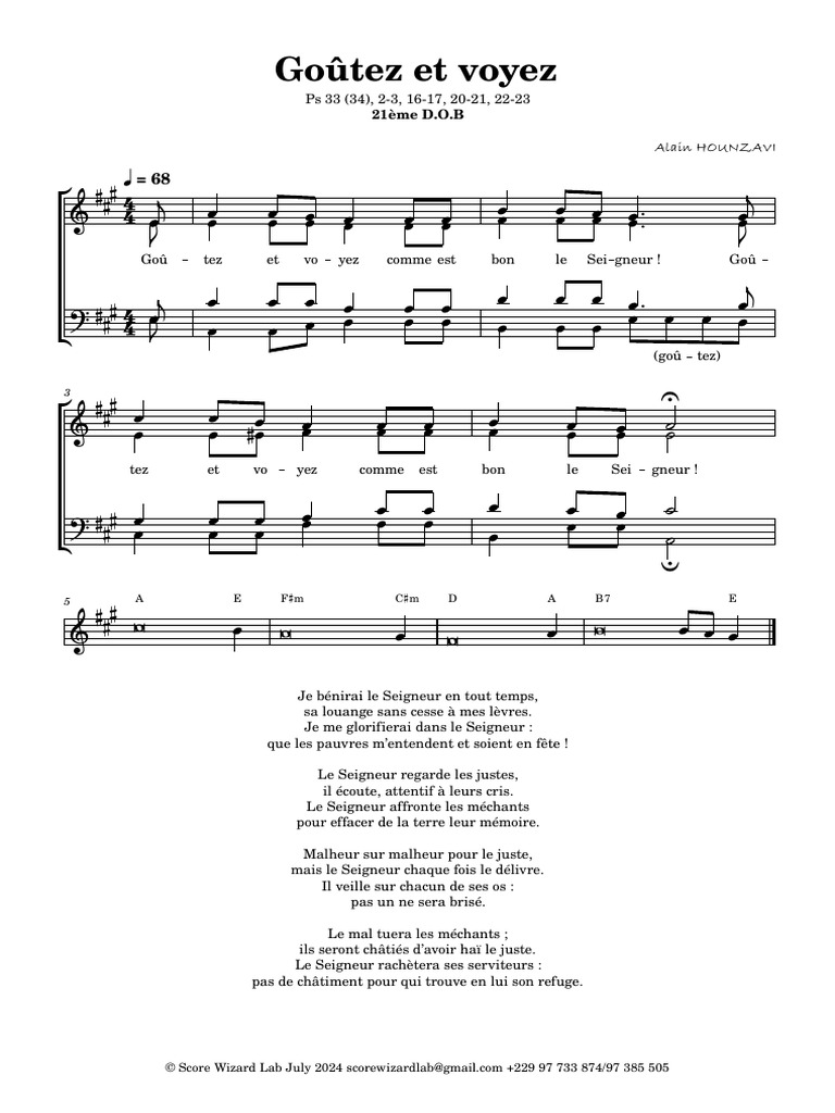 Goûtez et voyez psaume 33 | PDF
