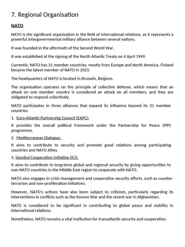 Regional Organisations | PDF