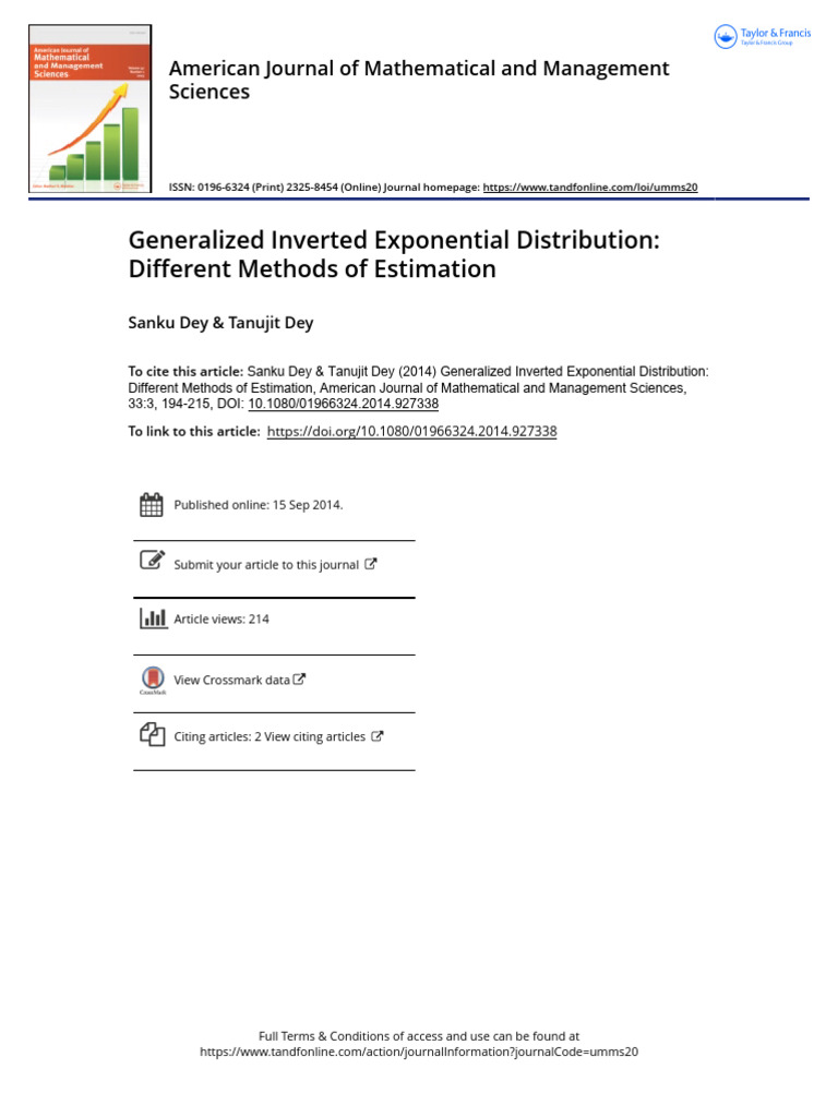 Generalized Inverted Exponential Distribution Different Methods of Estimation | PDF