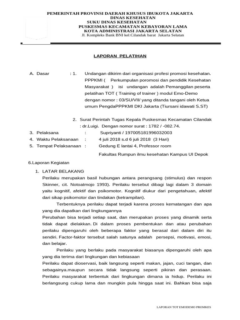 Laporan Tot Emo-Demo | PDF