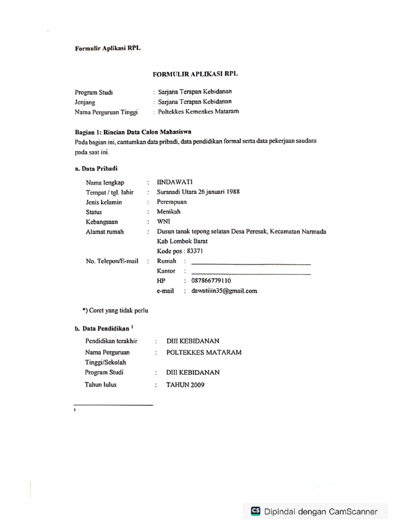 Form Aplikasi RPL | PDF