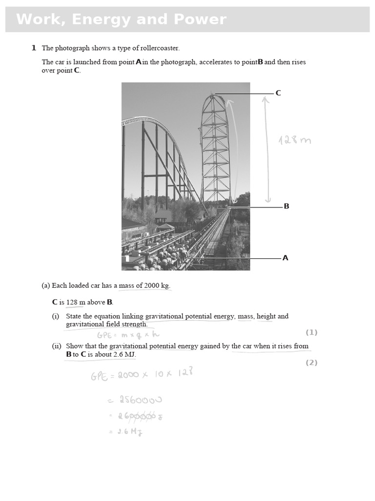 Work, Energy and Power Worksheet-1 | PDF