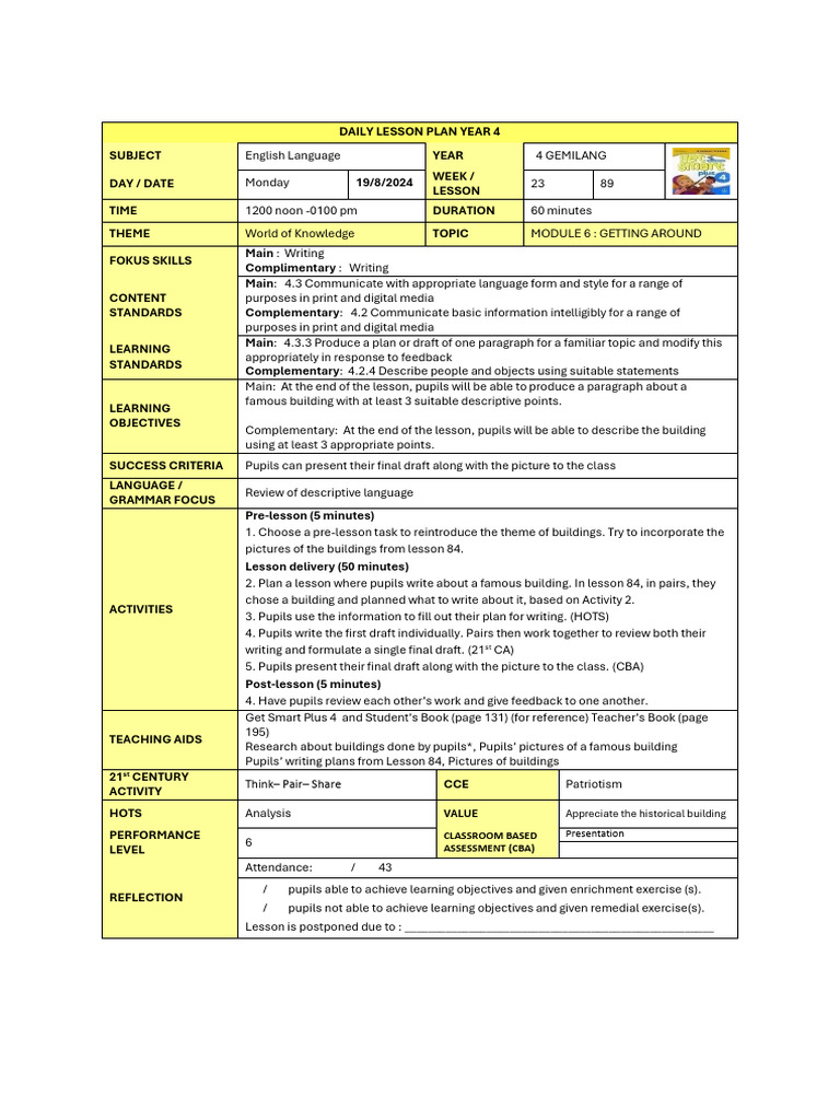 Lesson Plan Week 23 | PDF | Lesson Plan | Teachers