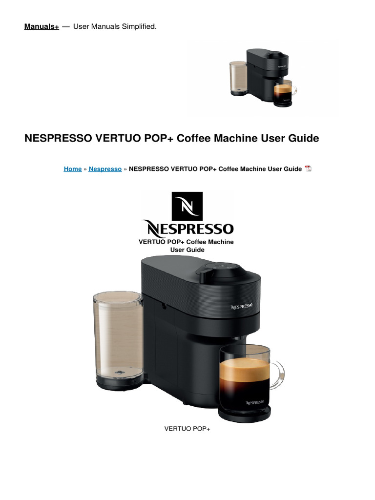 Vertuo Pop Coffee Machine Manual | PDF