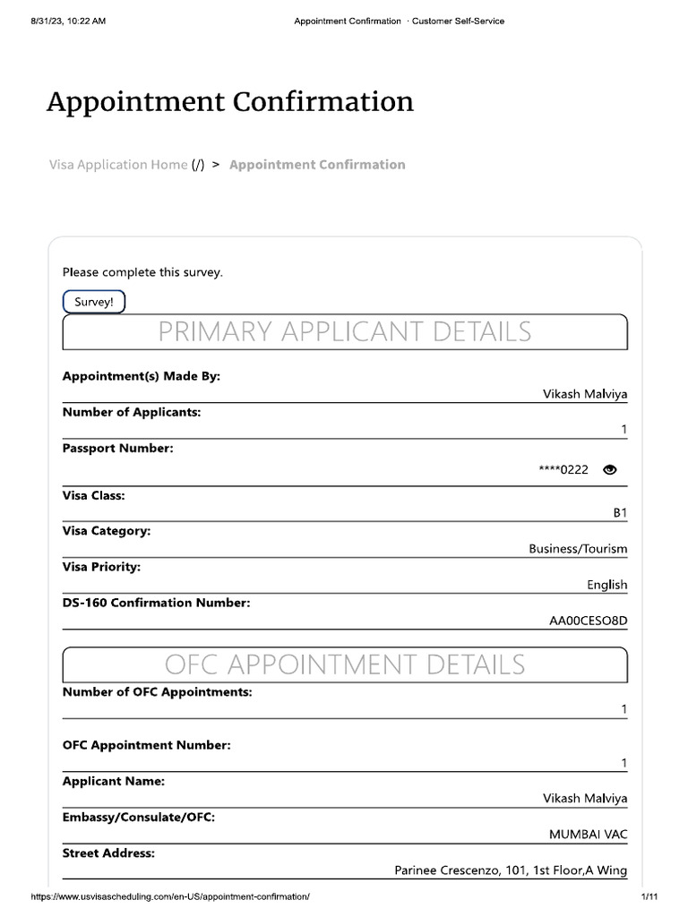 Appointment Confirmation | PDF