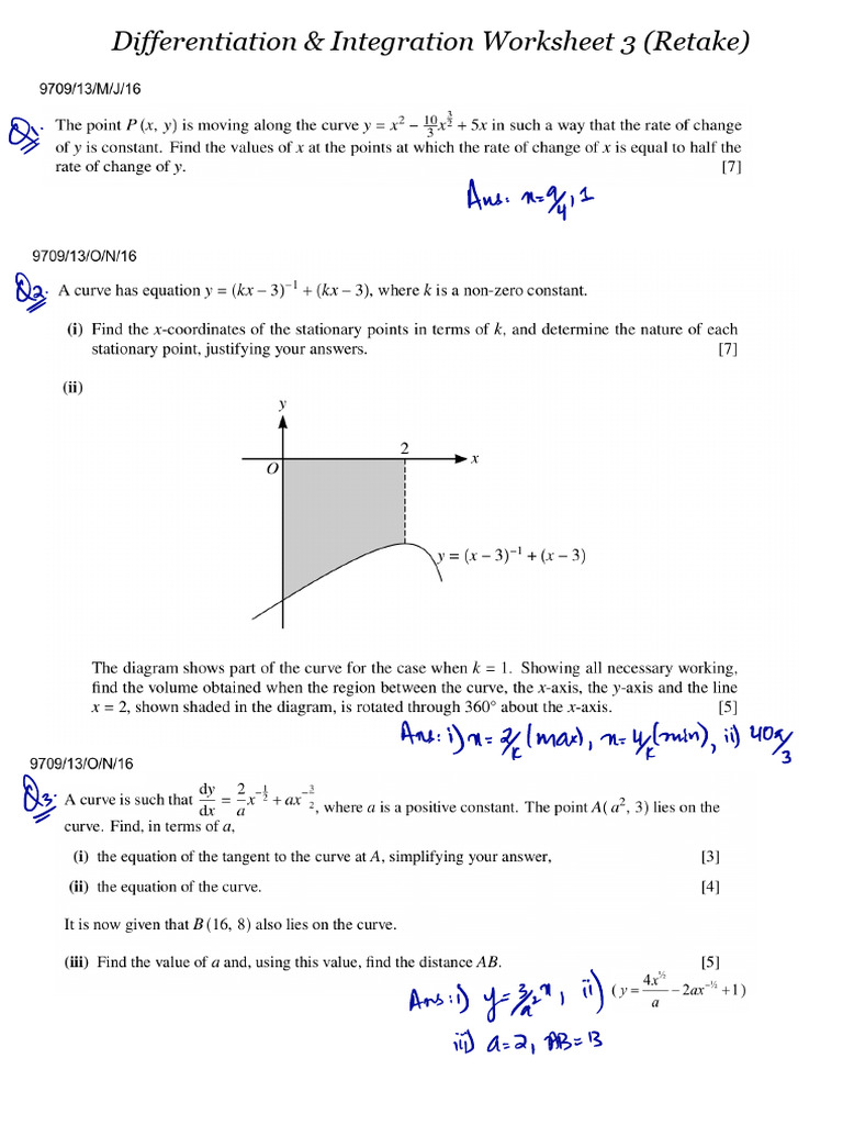 Diff-Int. WS 3 | PDF