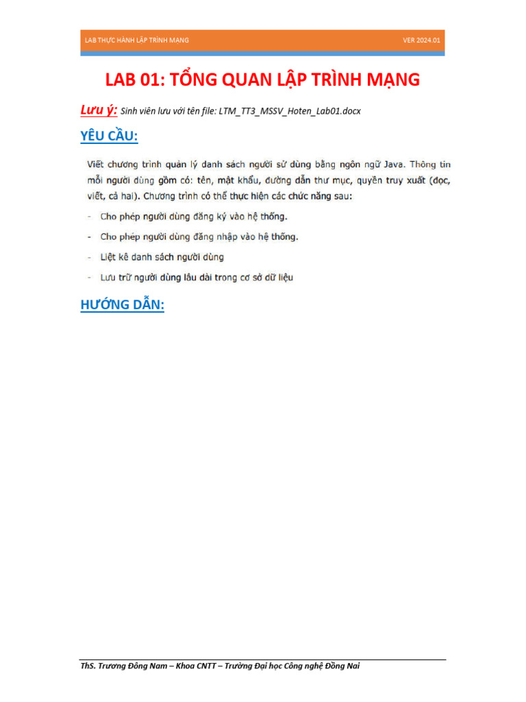 LAB 01 - Tong Quan Lap Trinh Mang | PDF