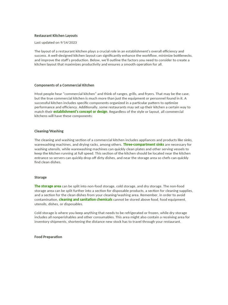 Kitchen Restaurant Layouts | PDF