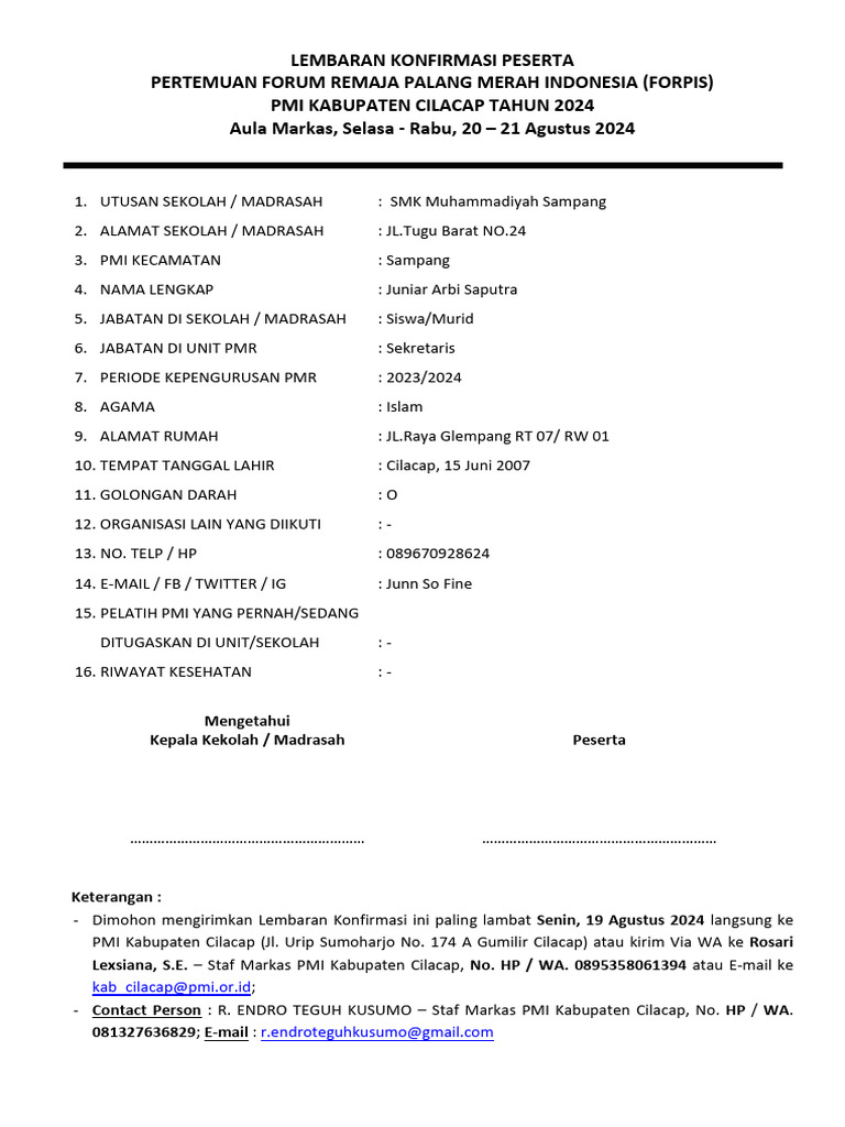 LK Peserta Pertemuan Forpis 2024 | PDF