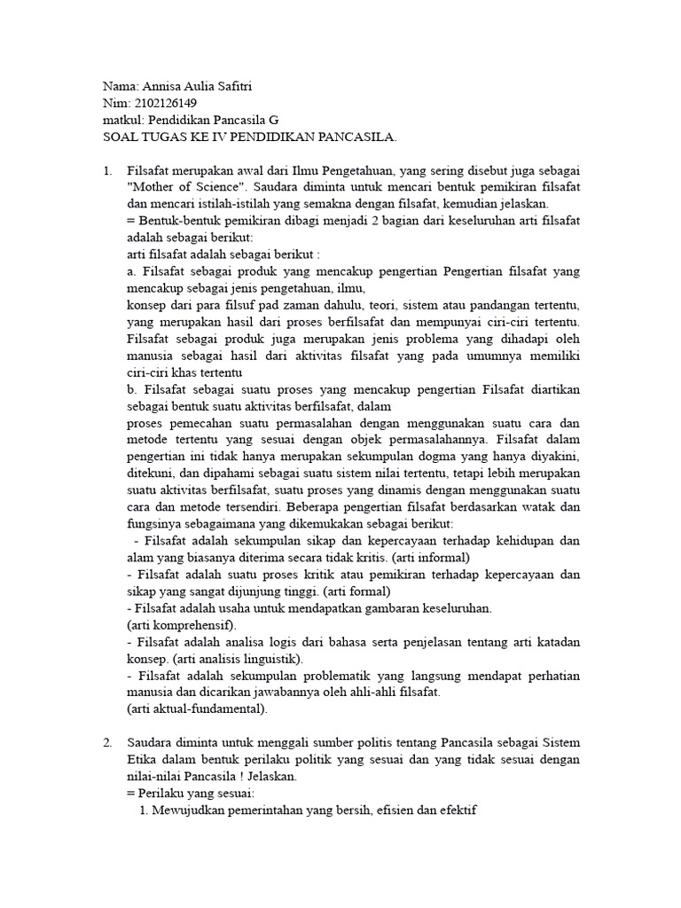 Tugas 4 Pendidikan Pancasila | PDF