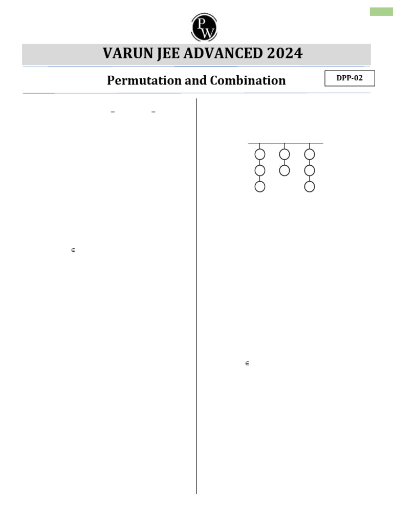 Varun Jee Advance D 2024: Permutation and Combination | PDF