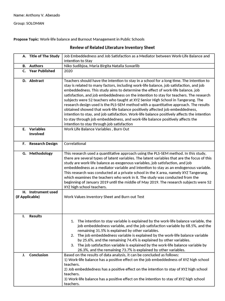RRL Inventory For Topic Defense Sample HUMSS 1 | PDF