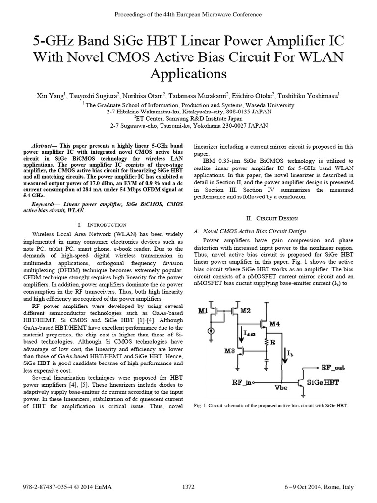5-GHz SiGe HBT Power Amplifier IC | PDF | Amplifier | Mosfet