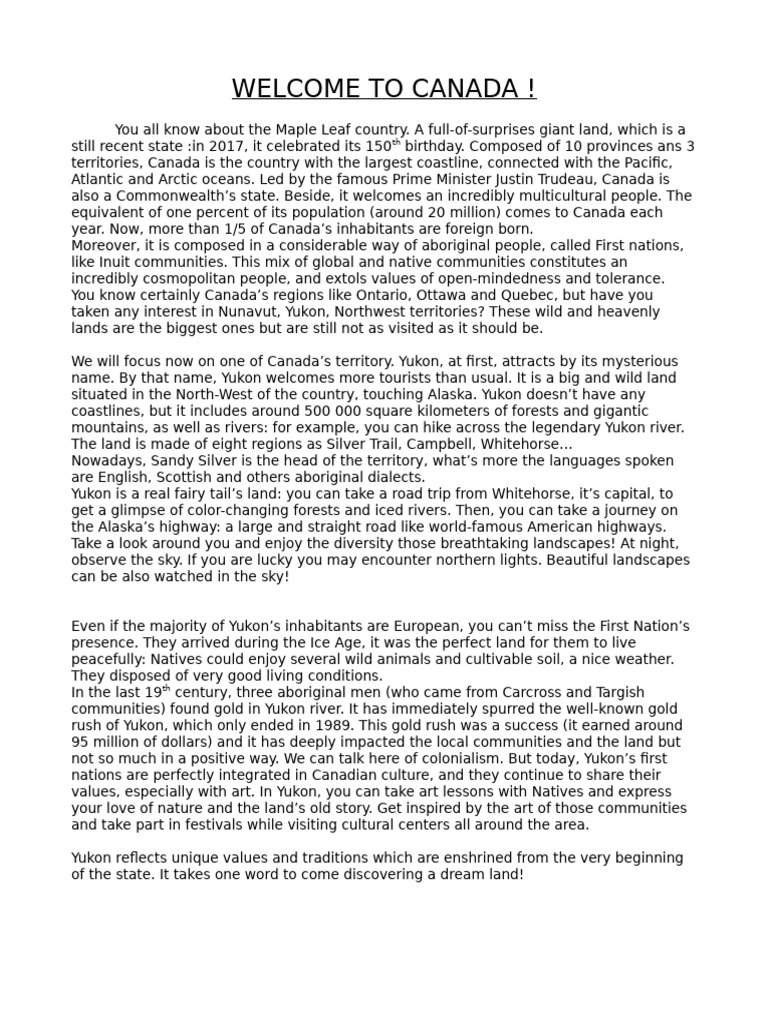 Welcome to Canada | PDF