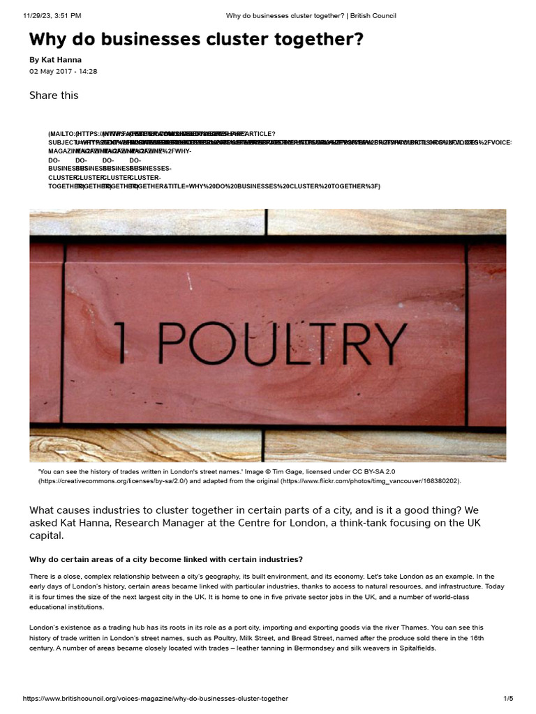 Why Do Businesses Cluster Together - British Council | PDF