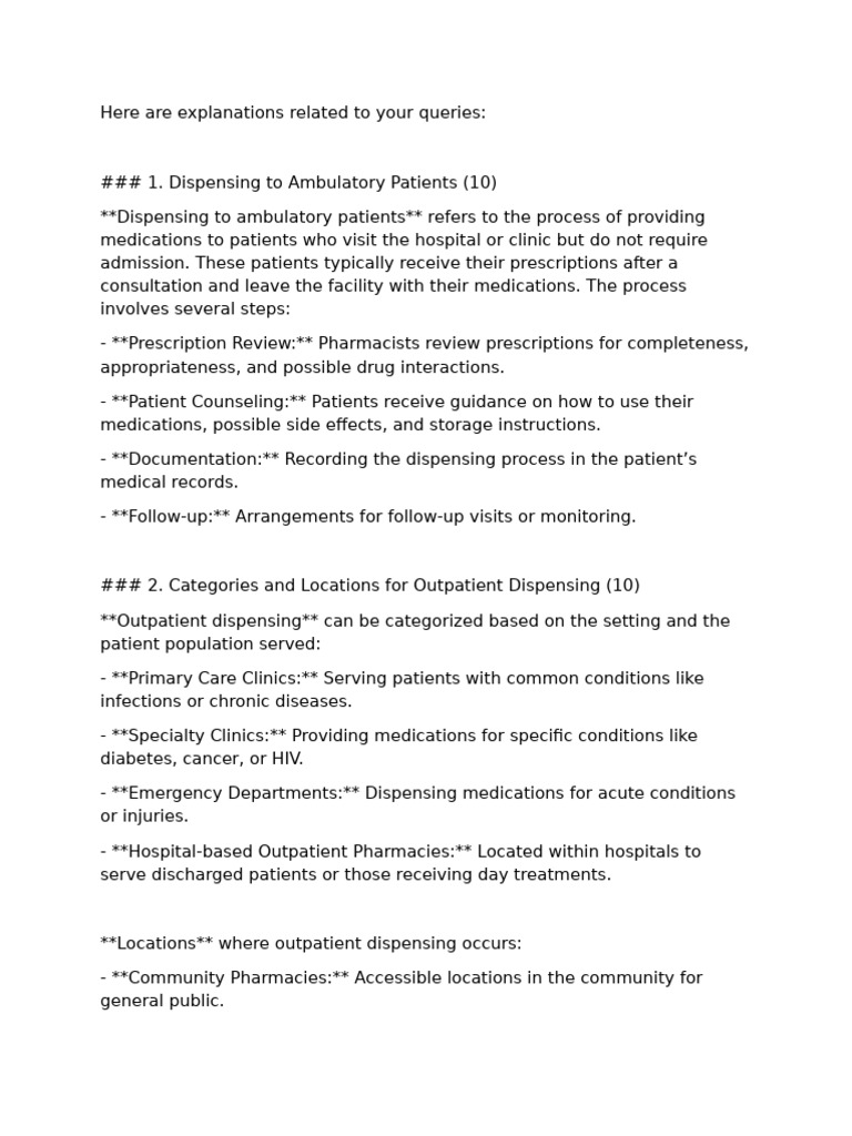 Document Dispensing To Ambulary Patients | PDF