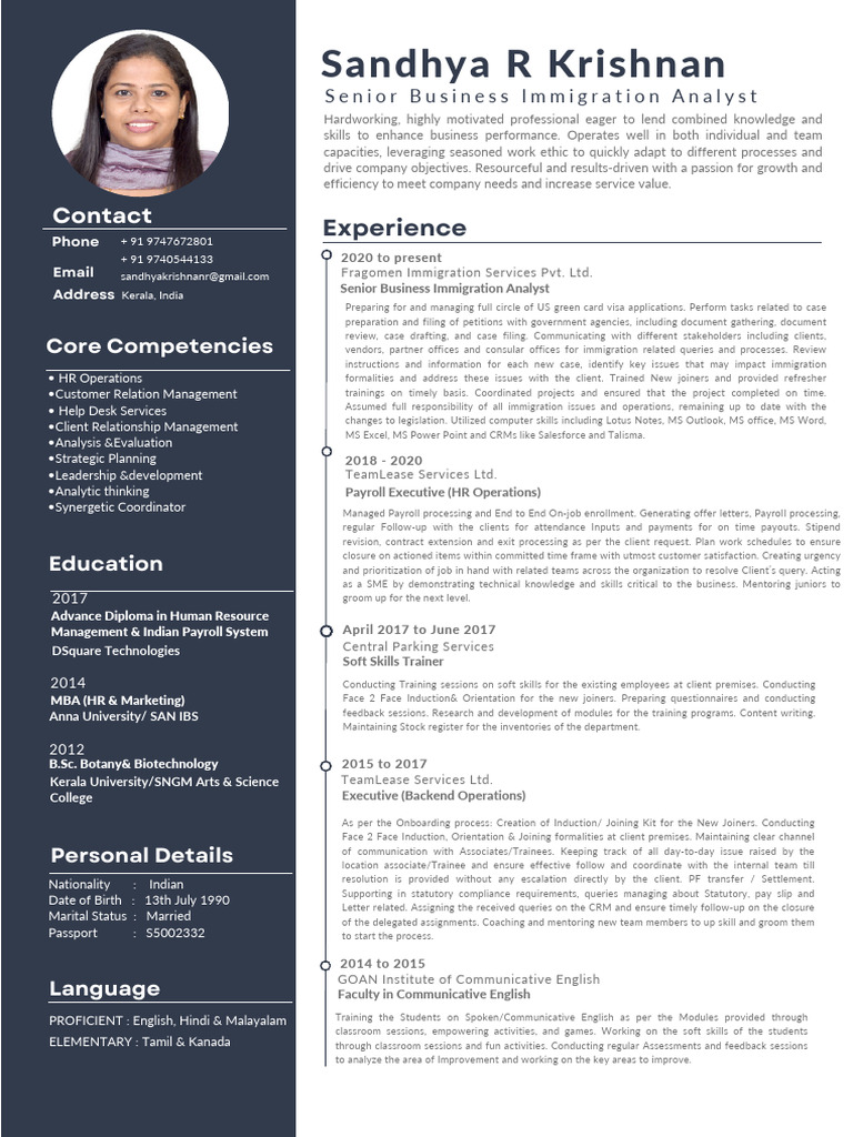 Resume Sandhya RKrishnan | PDF