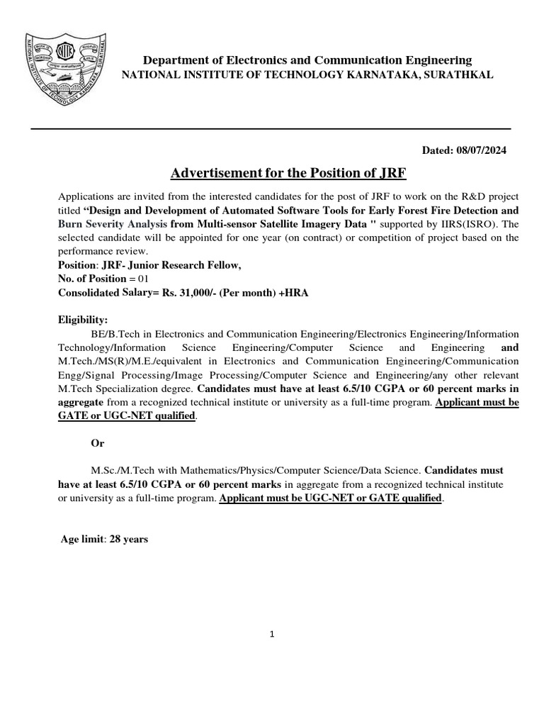 JRF ISRO Adv2024 | PDF