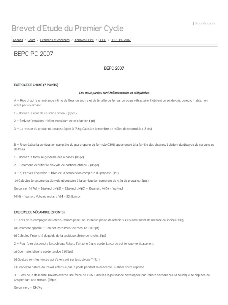 Bepc - Bepc PC 2007 | PDF