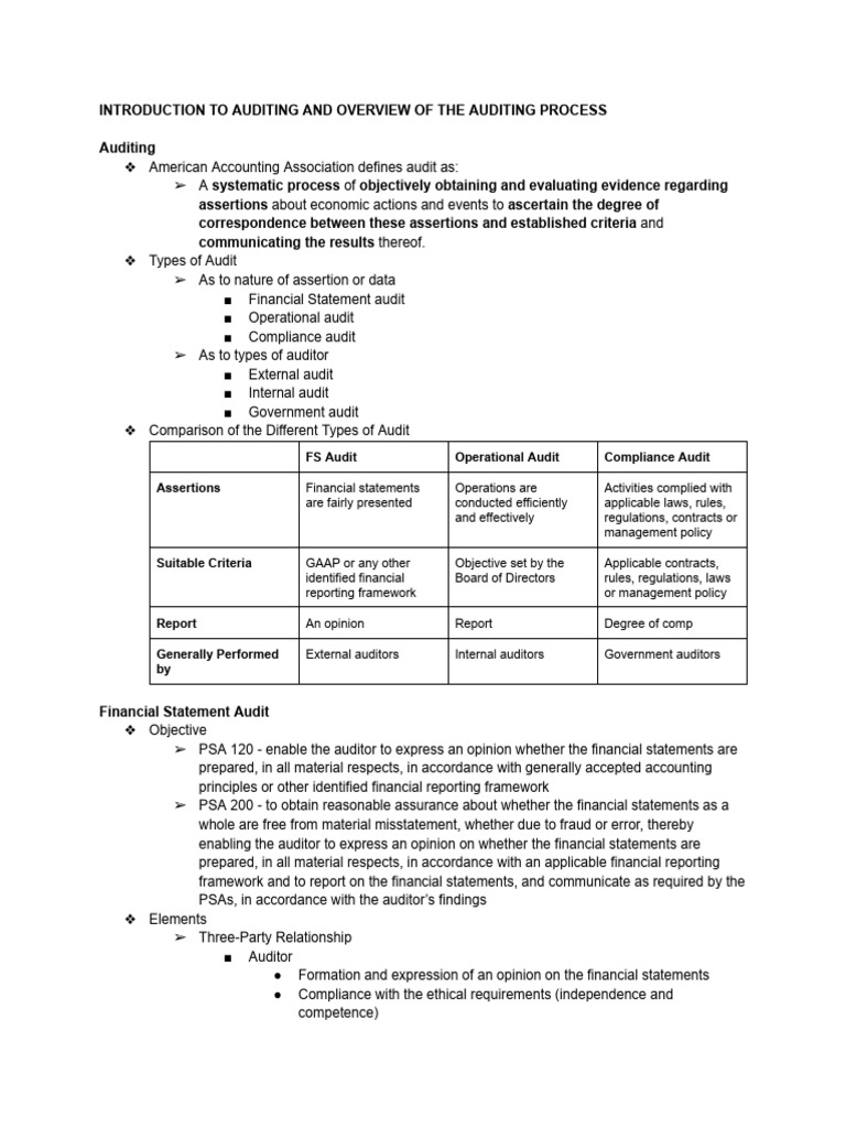 Handout 2 - Introduction To Auditing and Overview of The Auditing Process | PDF