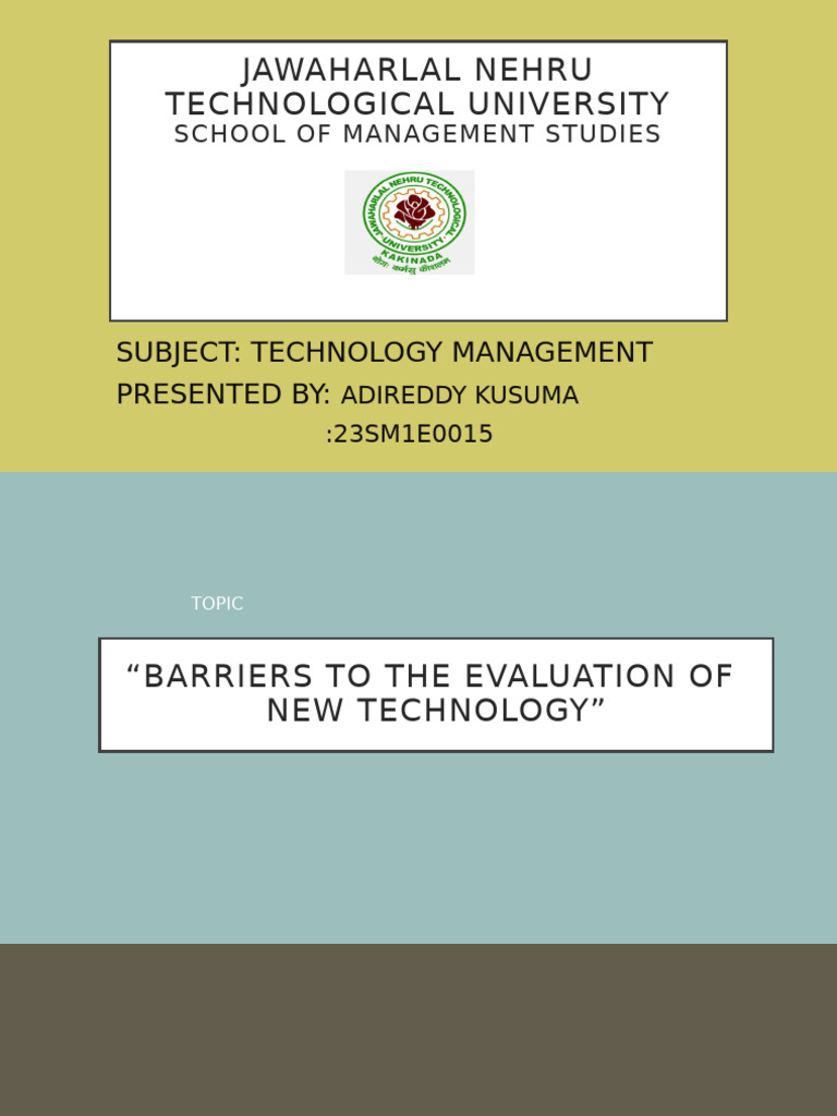 On Barriers To The Evolution of New Technology | PDF