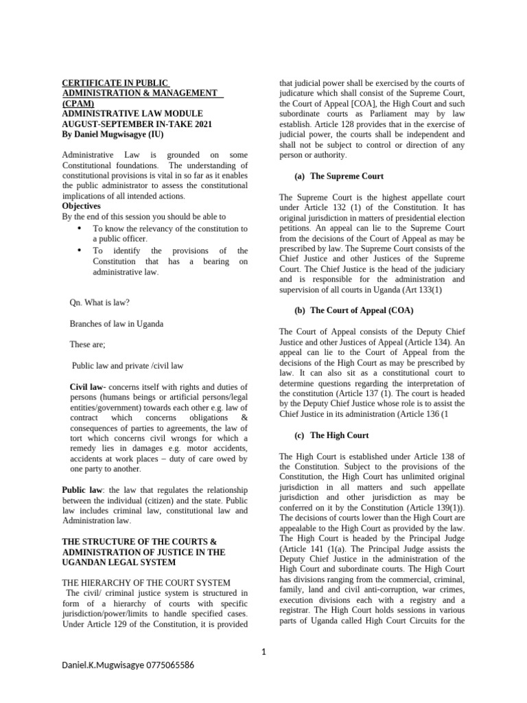 Adminstrative Law Short Course | PDF