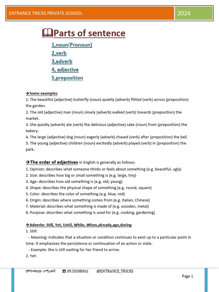 Parts of Sentence The Last Gramar Topic @ENTRANCE - TRICKS | PDF