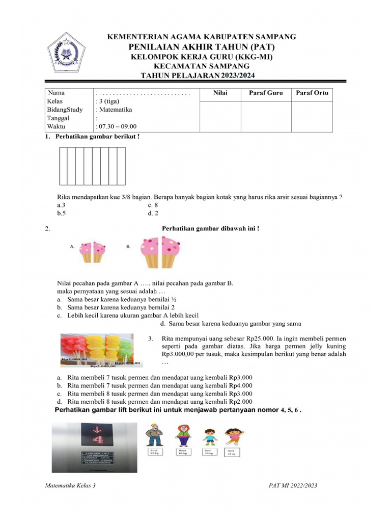 Soal PAT Matematika Kelas 3-Gambar-0 | PDF Soal PAT Matematika Kelas 3-Gambar-0 | PDF