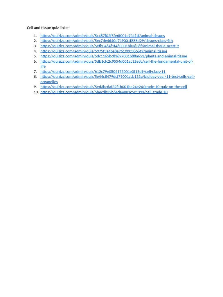 Cell And Tissue Quiz Links Pdf