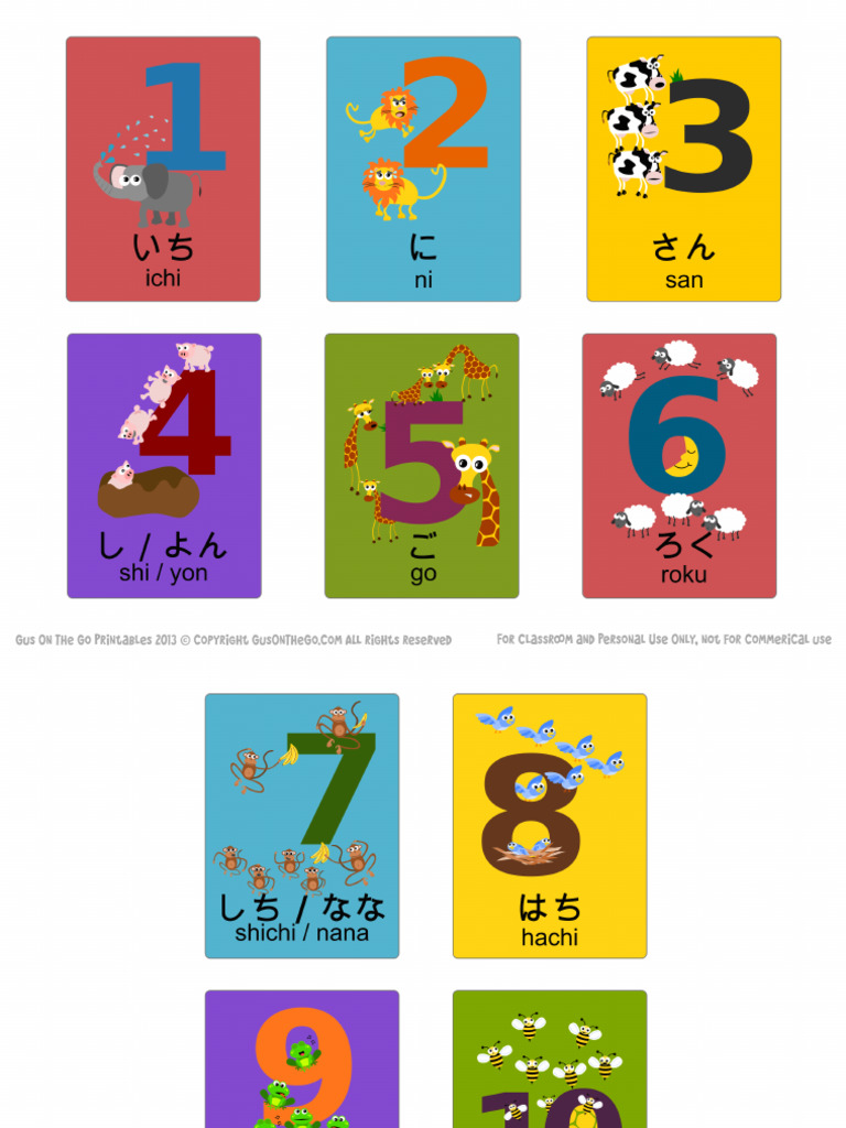 Gus On The Go Number Flashcards Japanese English | PDF