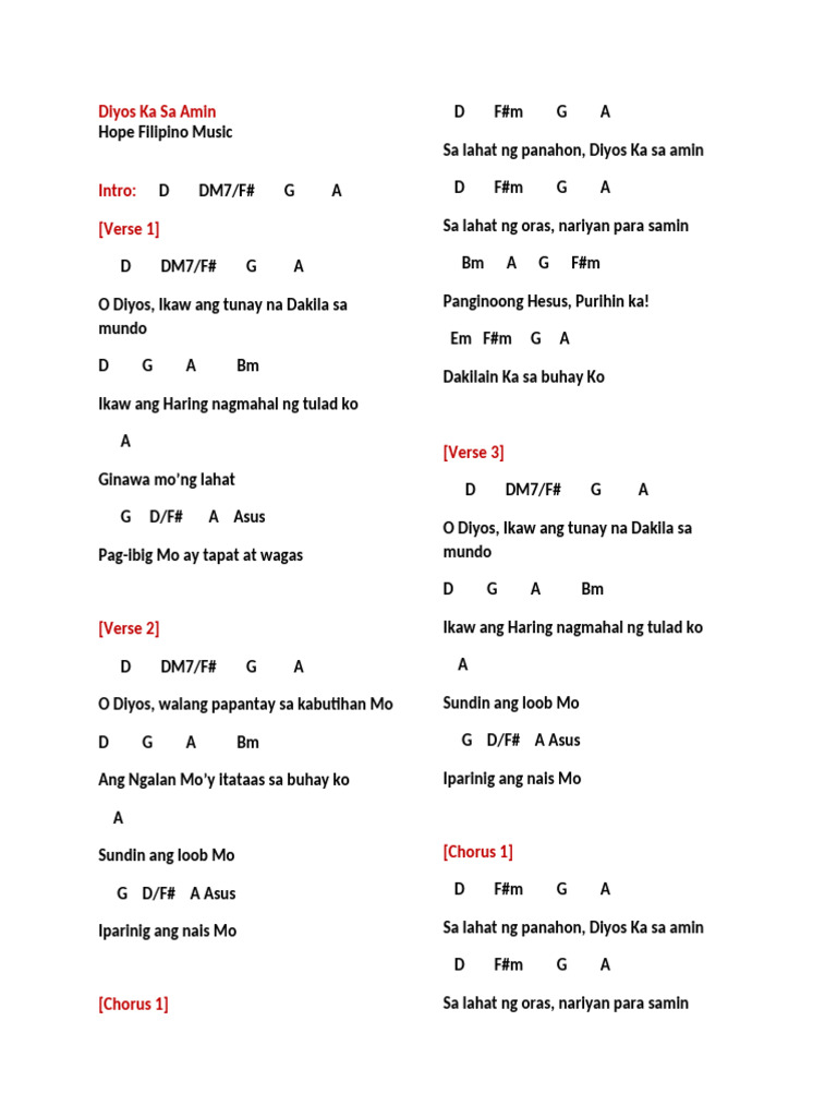 Diyos Ka Sa Amin 2 Key of D | PDF