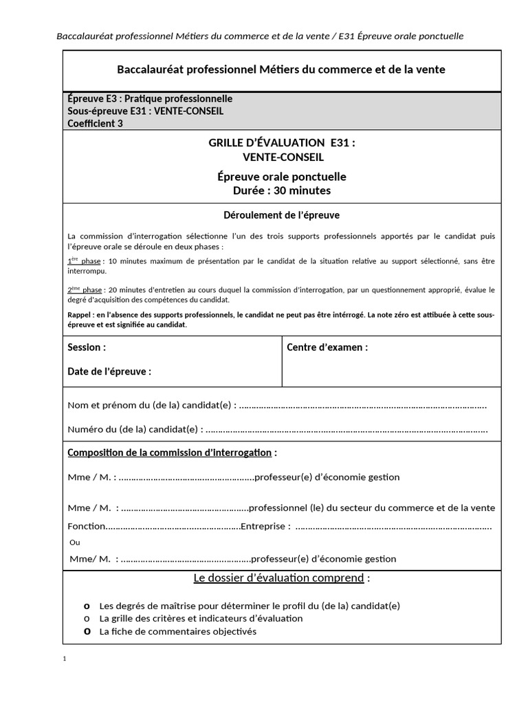 Grille E31 Ponctuelle | PDF