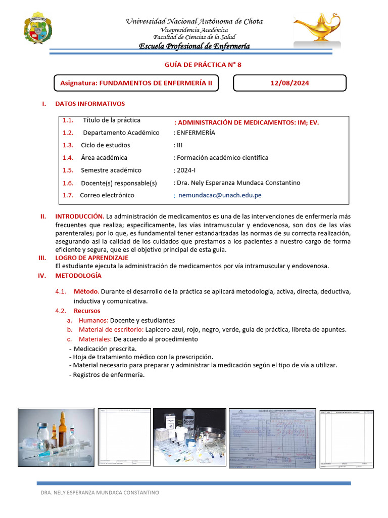 Guía de Pcta. 8. Adm. Med. Im, Ev. | PDF