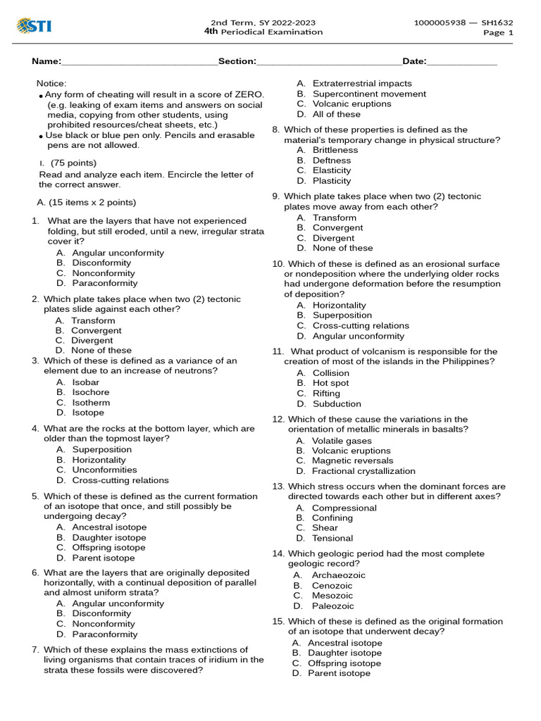 Earth Science Exam Final | PDF