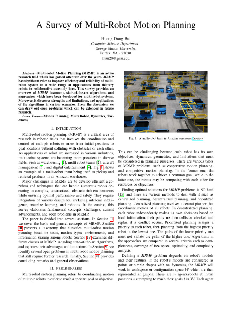 A Survey of Multi-Robot Motion Planning | PDF