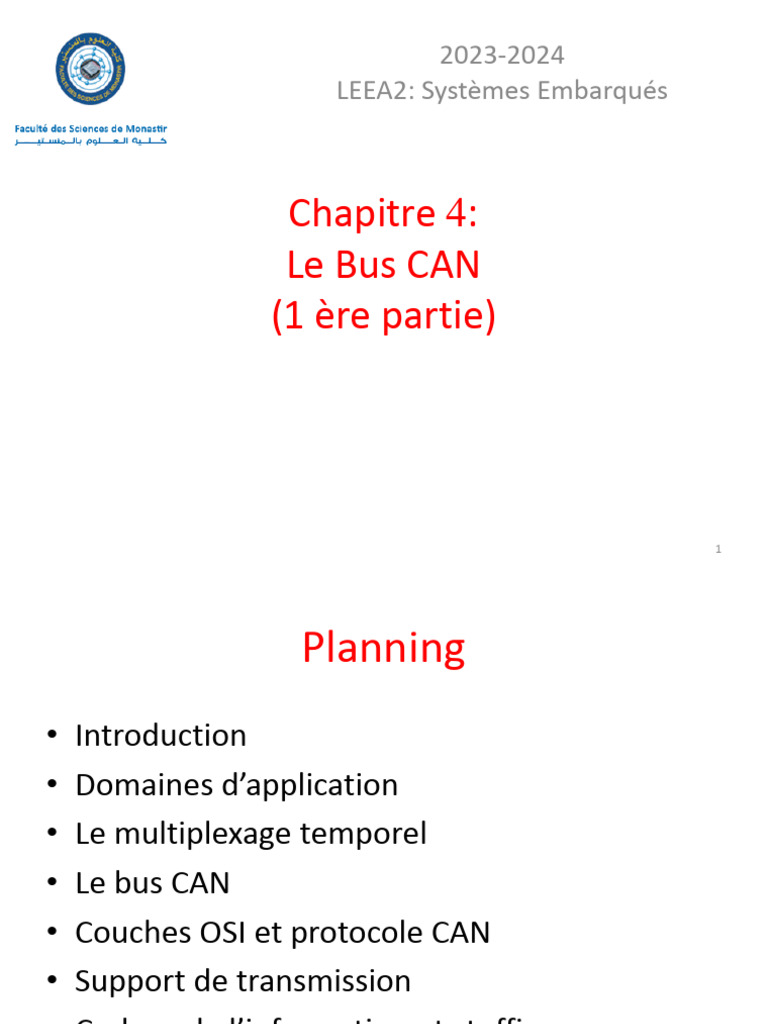 LSE2 - Chapitre 4 Partie1 - BUS CAN - 1 | PDF