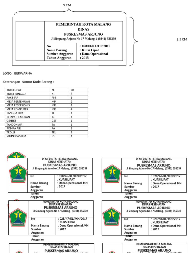 Format Stiker Data Inventaris | PDF
